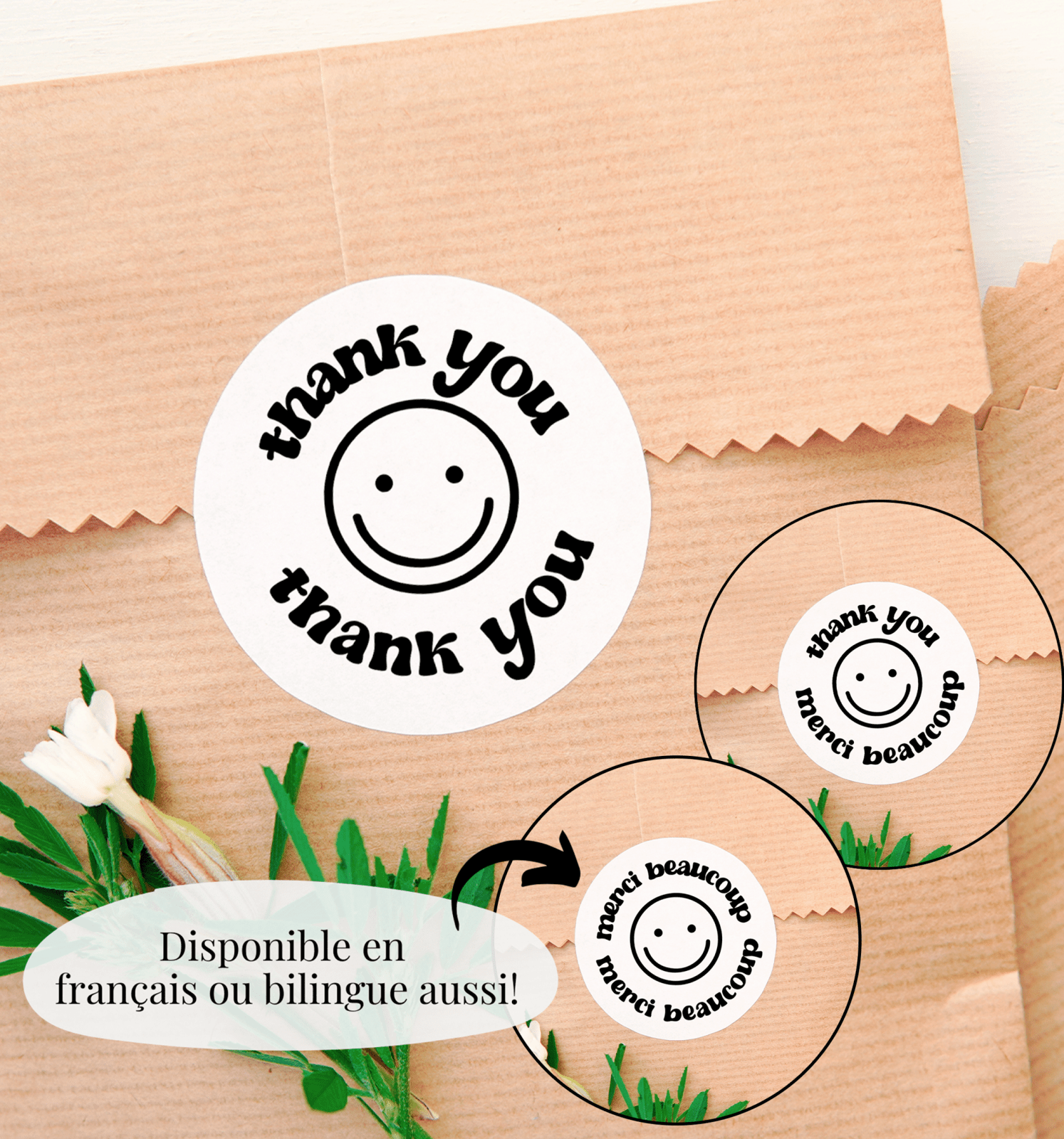 Thank You Happy Face Sticker · Labelicious